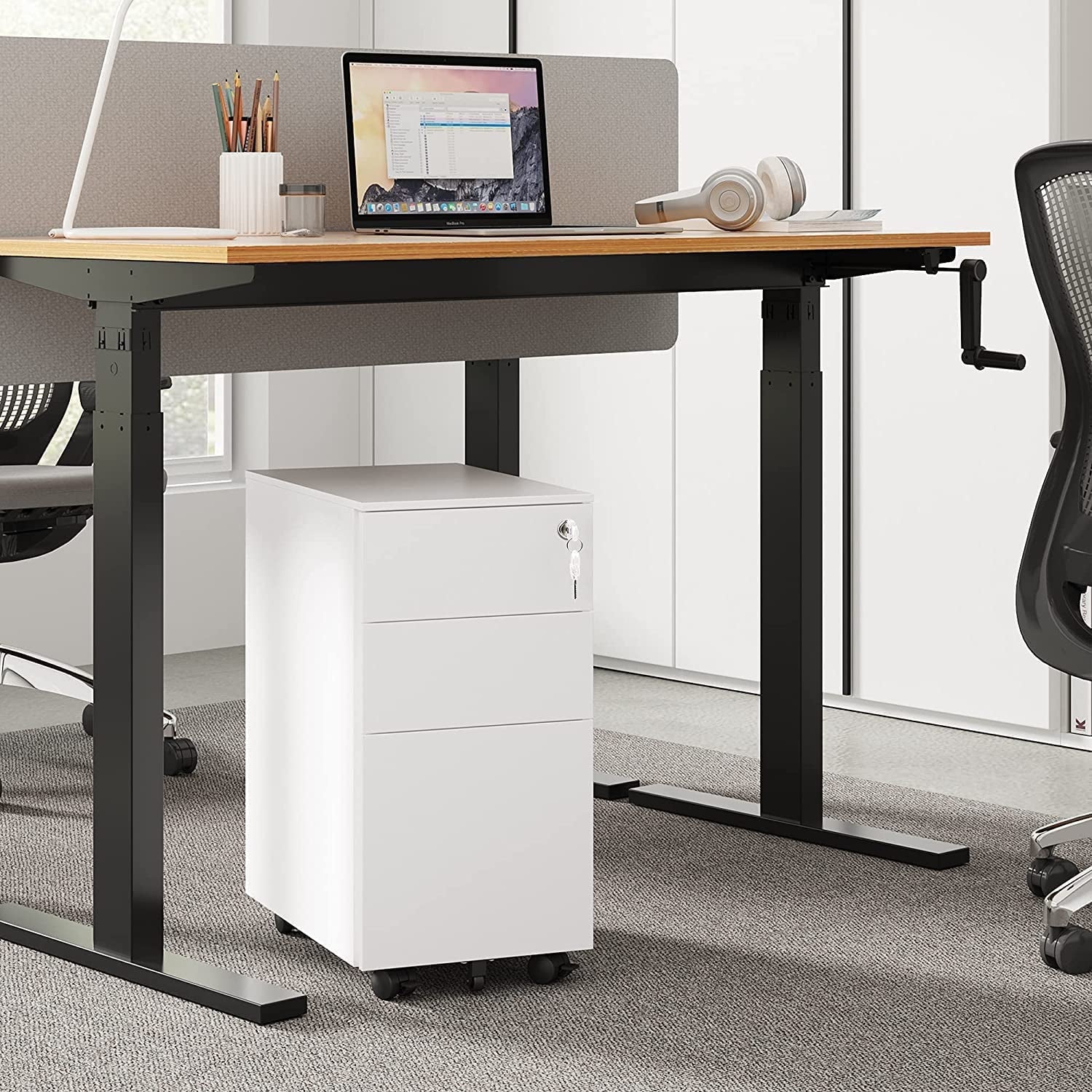 Slim White Mobile File Cabinet for Home Office – Georbella